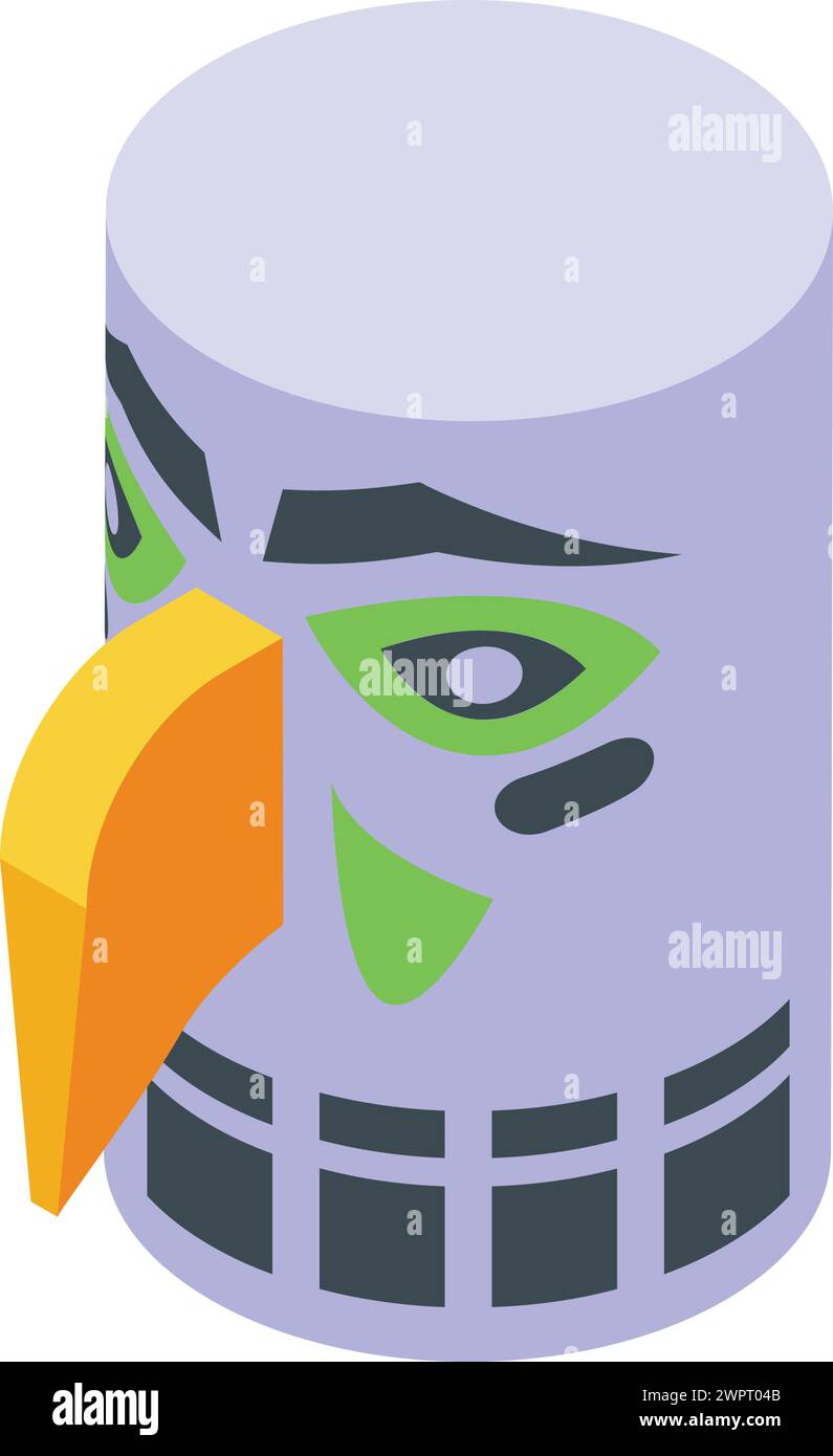 Island altar icon isometric vector. Totem stone altar. Statue tropical ...