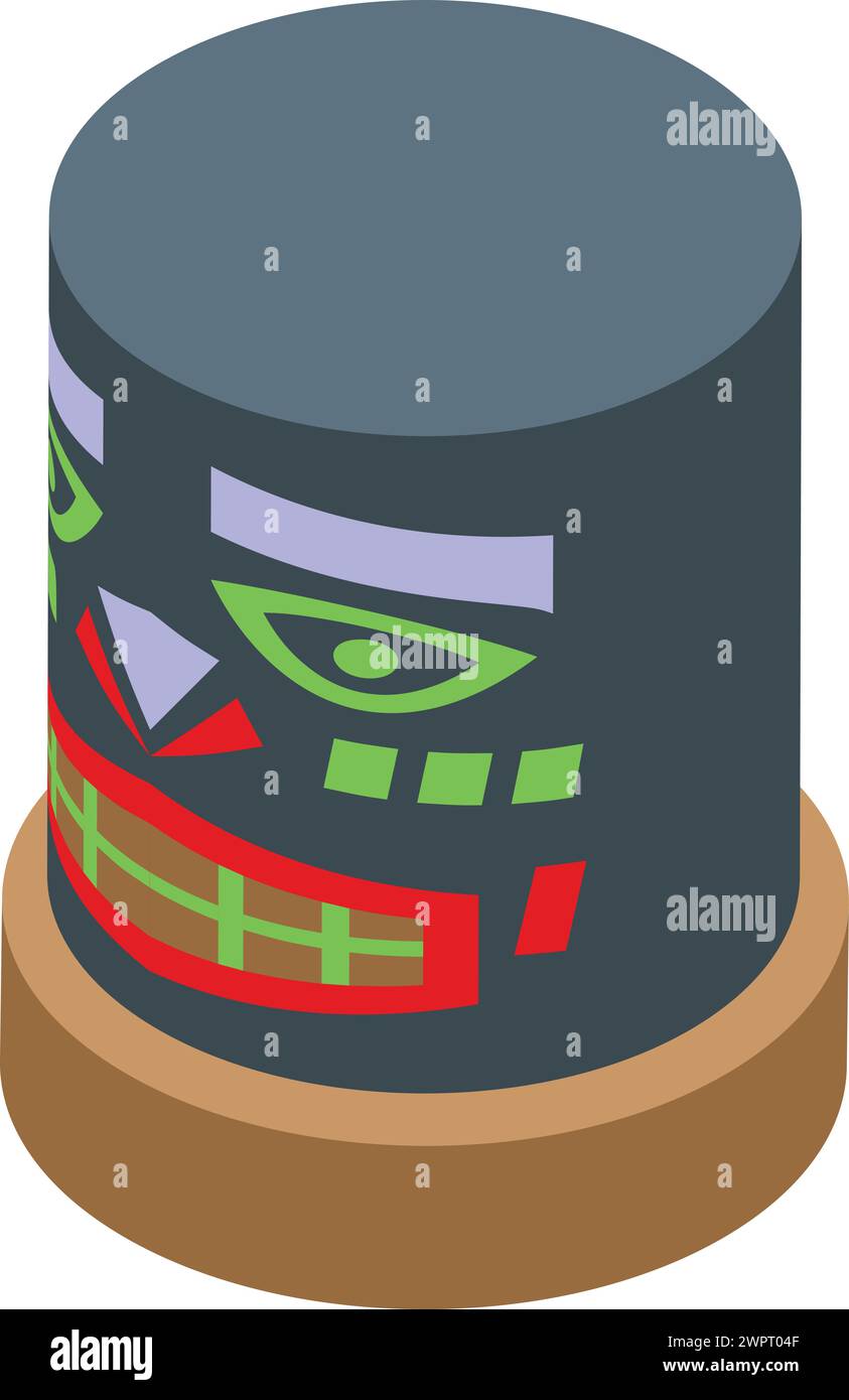 Alaska totem icon isometric vector. Island tiki mask. Summer culture ...