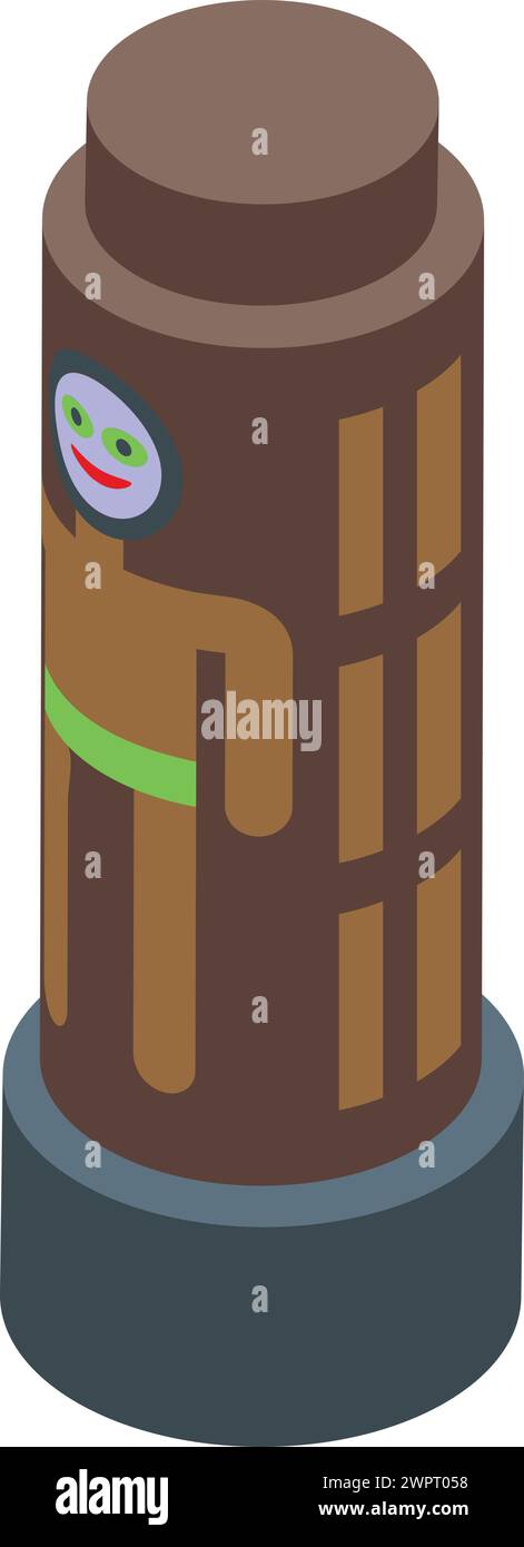 Wood animal totem icon isometric vector. Indian face. Tropical culture ...