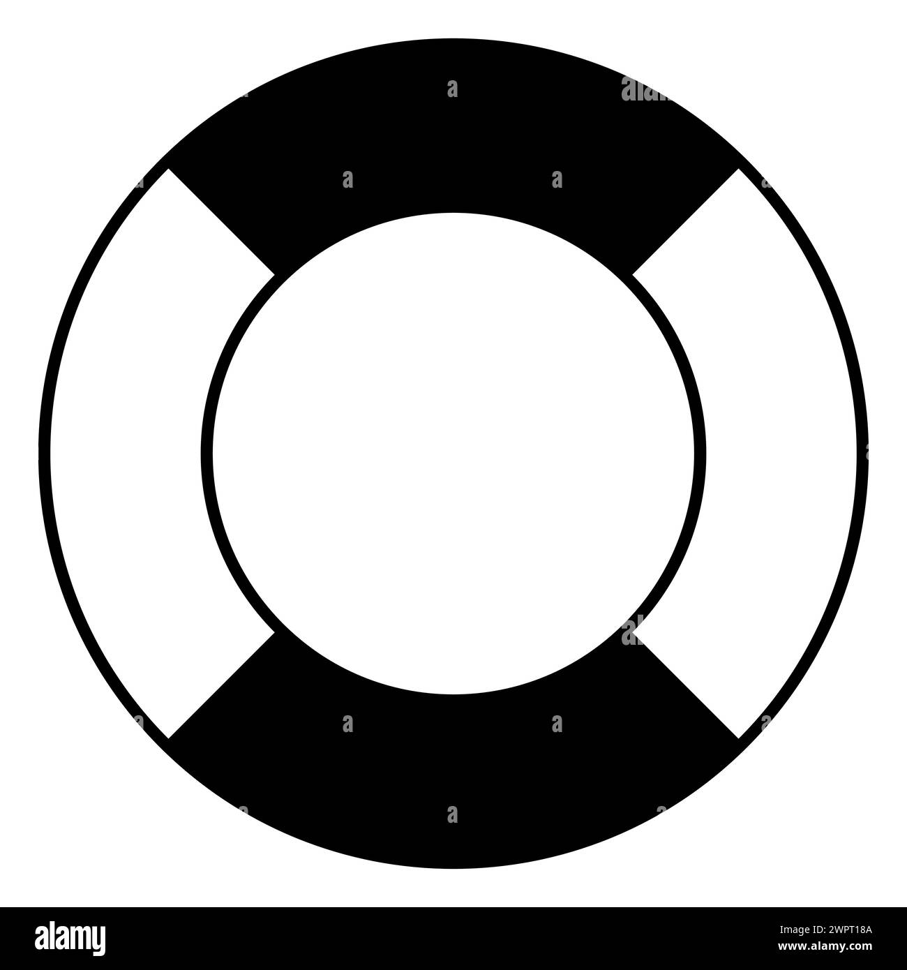 Lifebuoy illustration, black and white vector symbol shape of life belt ...