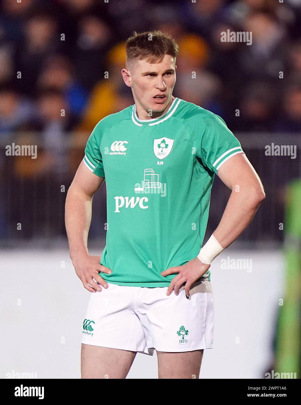 Ireland's Finn Treacy during the 2024 U20 Six Nations Championship match at The Recreation ...