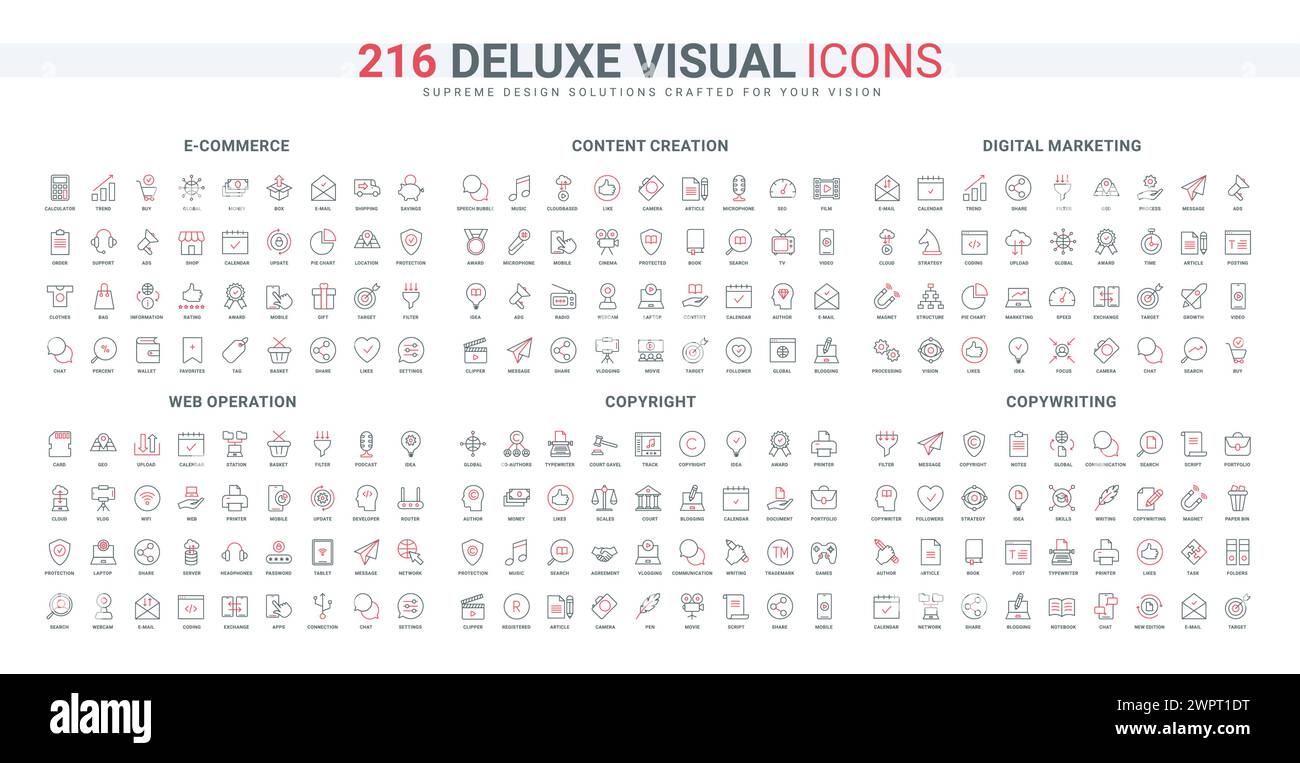Ecommerce, marketing development strategy, website content creation line icons set. order in ...