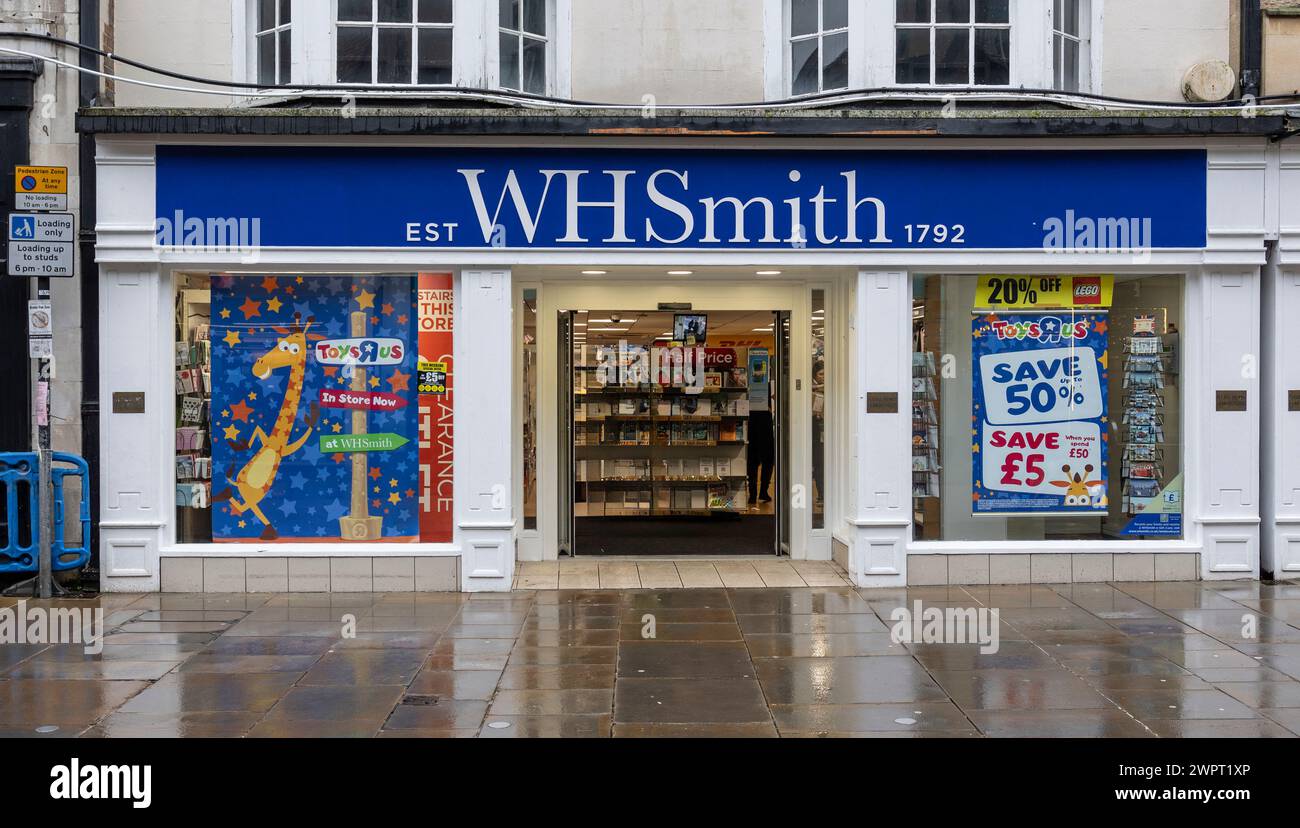 Oxford, united kingdom, 19 December 2023 Front entrance to a WH Smith ...
