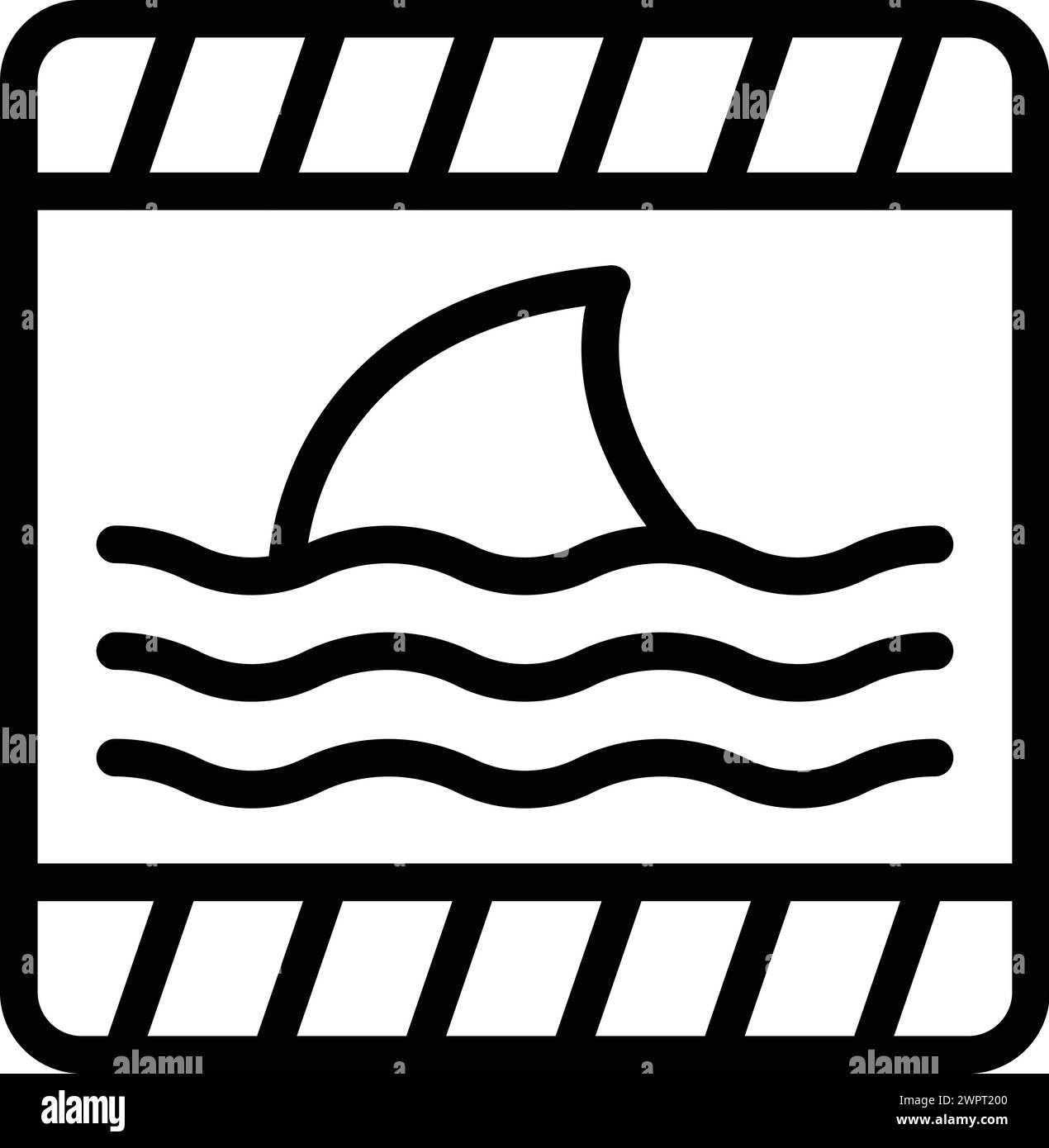Sharks warning icon outline vector. Marine caution sign. Ocean predator attack Stock Vector ...
