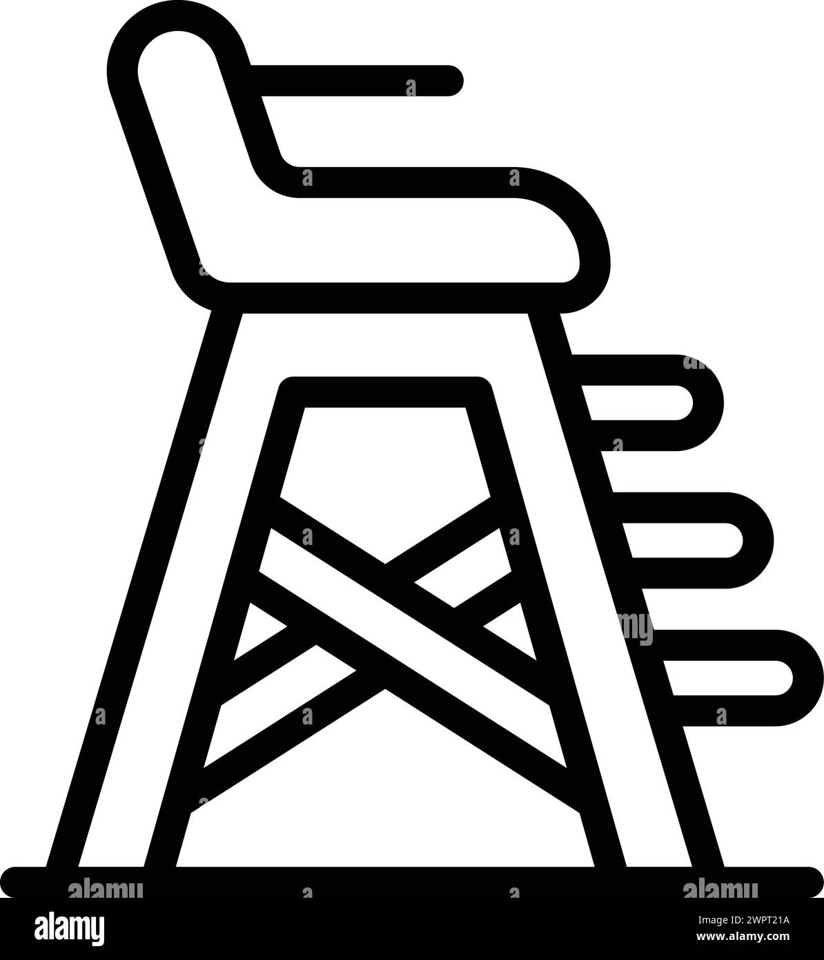 Elevated lifeguard chair icon outline vector. Emergency helping team ...