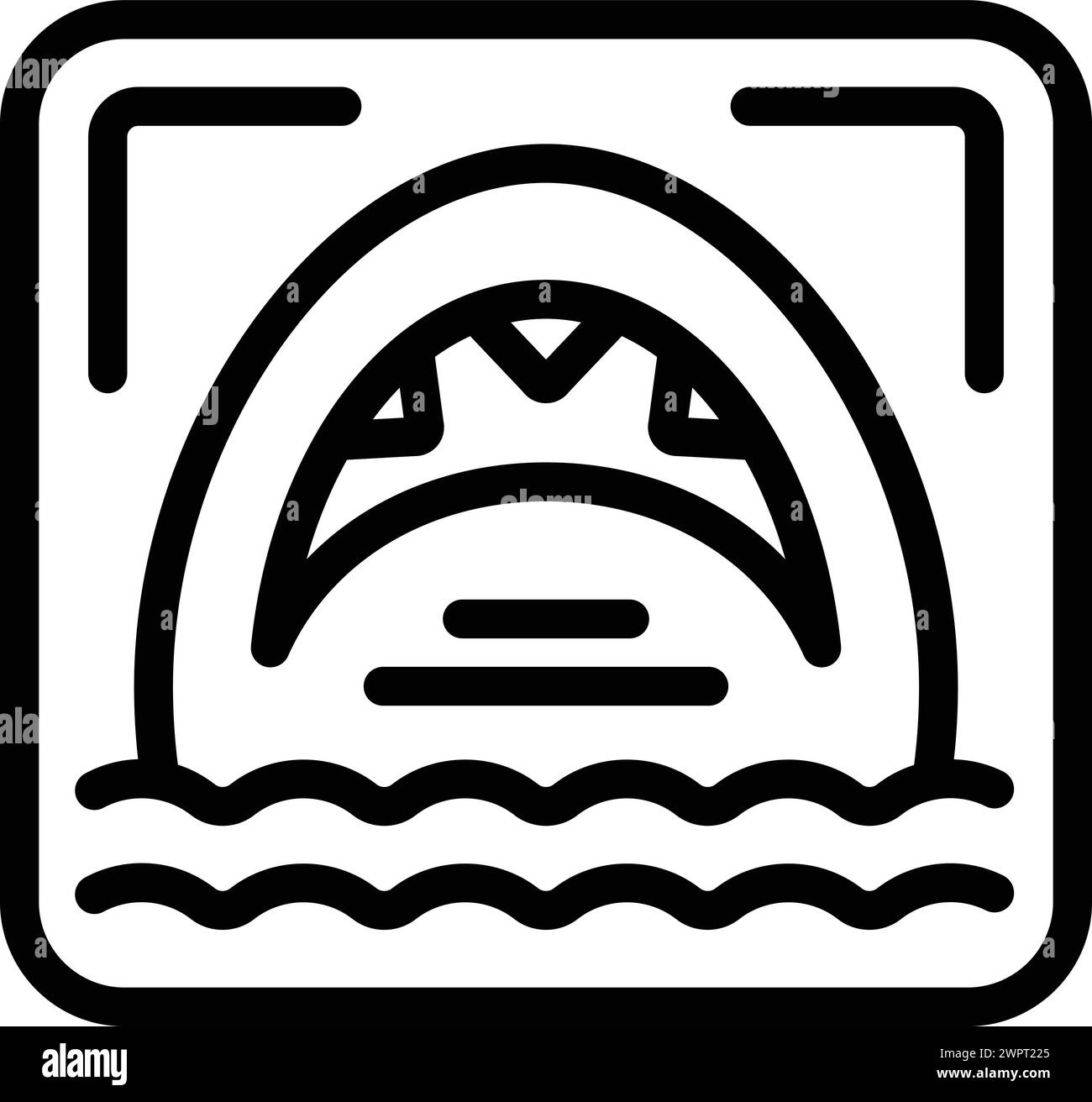 Watch out for sharks icon outline vector. Marine animal warning ...