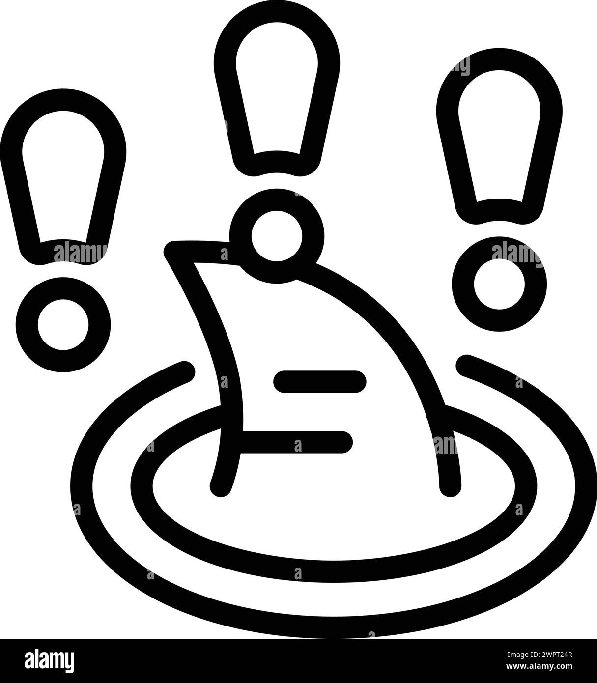 Sharks risk icon outline vector. Warning marine danger. Oceanic coastline alert Stock Vector ...