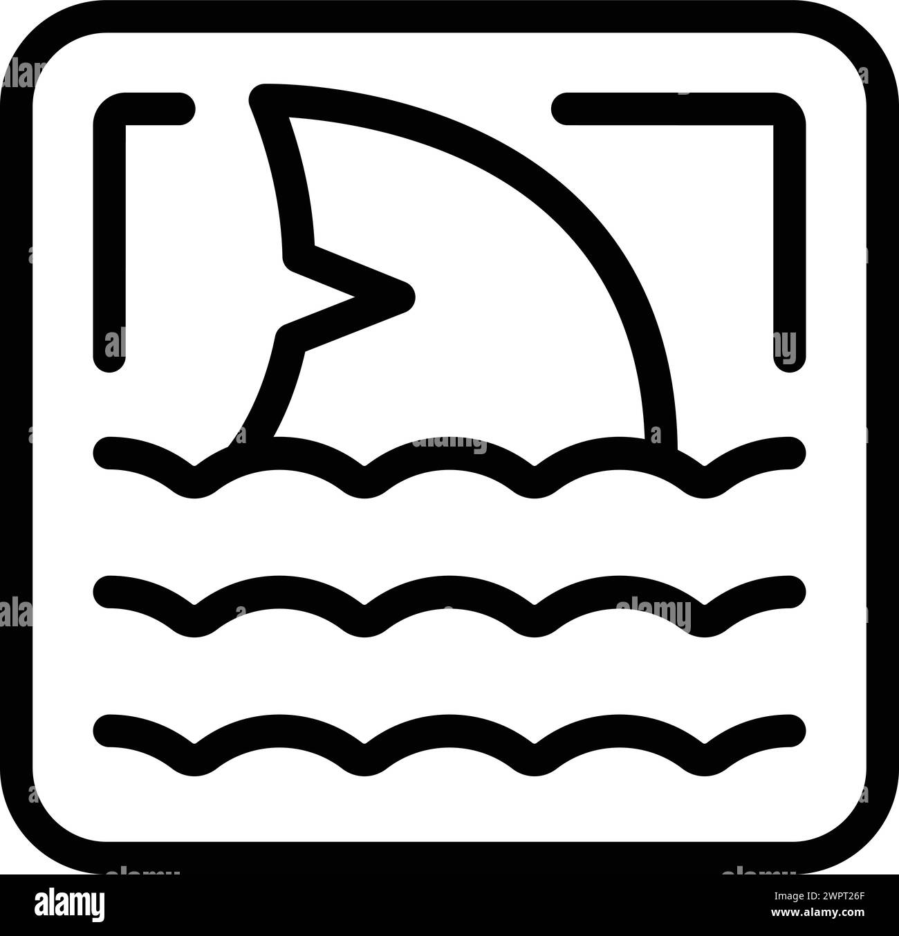 Sharks zone icon outline vector. Dangerous predator area. Aquatic animal hazard Stock Vector ...
