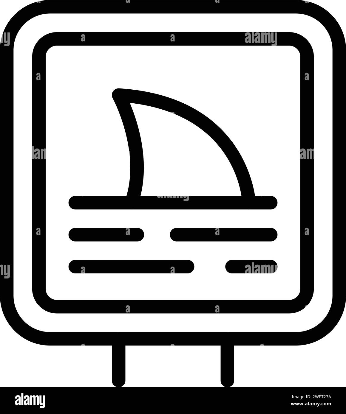 Sharks predator caution icon outline vector. Aquatic dangerous area. Underwater predator attack ...