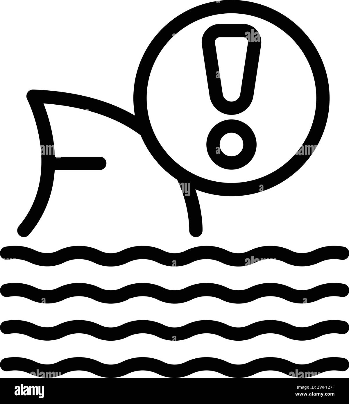 Coastline sharks warning icon outline vector. Marine beach alert. Dangerous aquatic cautionary ...