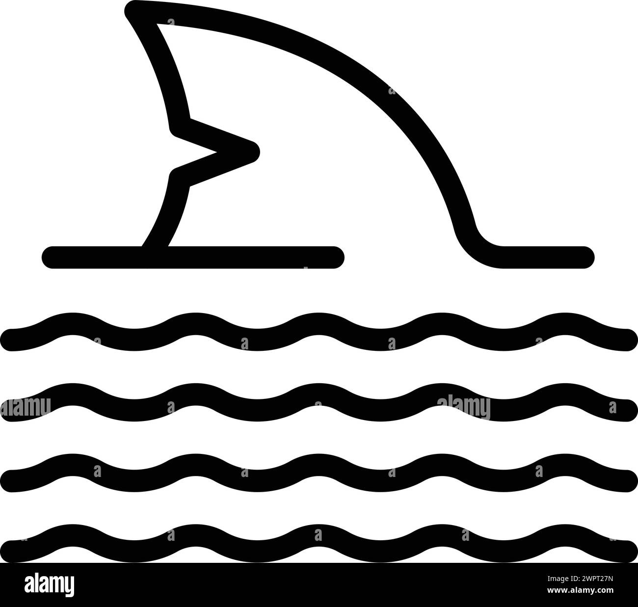 Oceanic dangerous sharks assault icon outline vector. Beach caution alert. Lifeguard warning ...