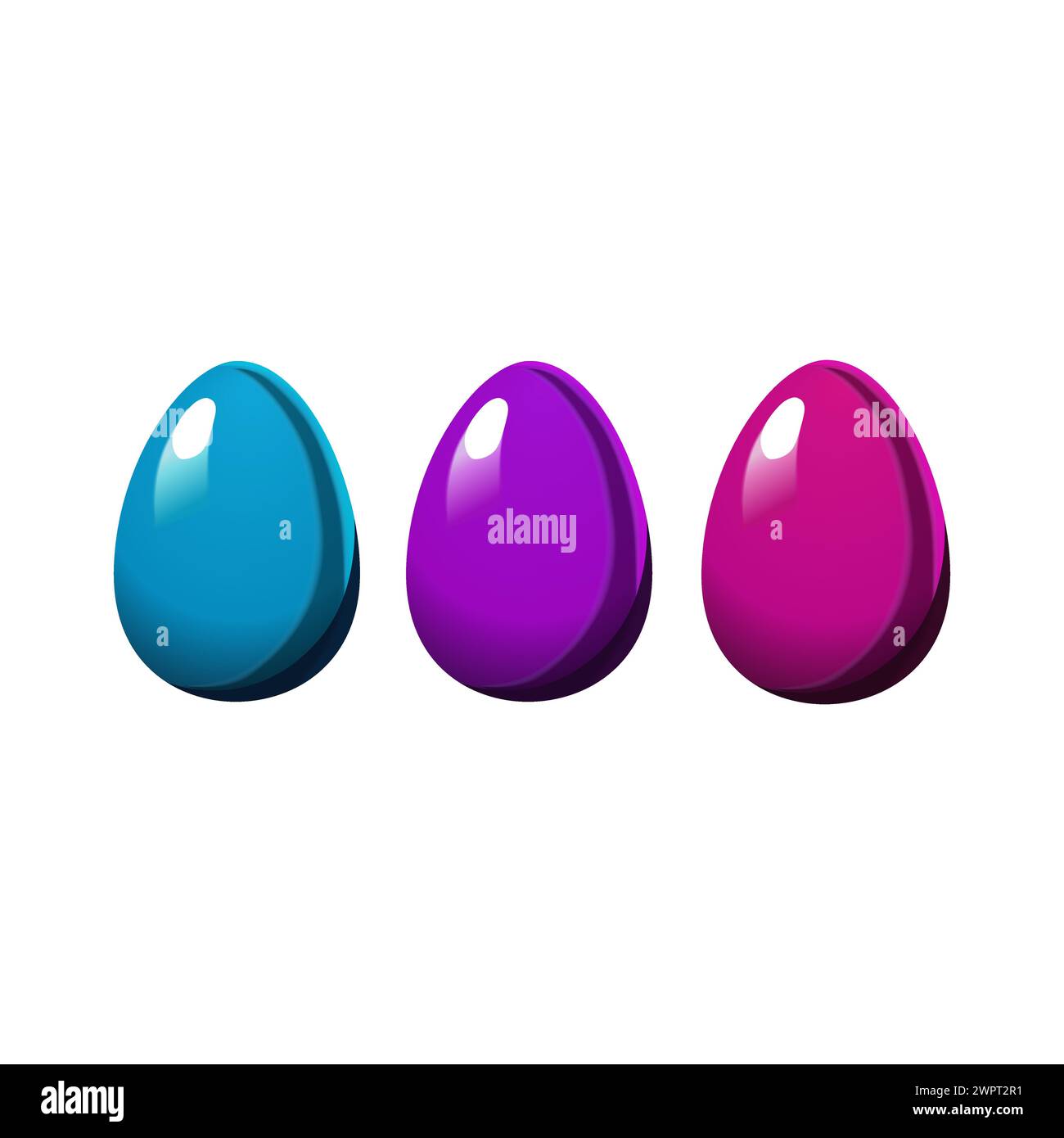 Blue violet Easter striped egg and egg with polka dots isolated on ...