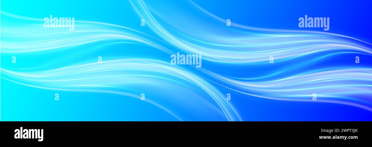 Blue waves showing a stream of clean fresh air. Modern wavy lines air ...