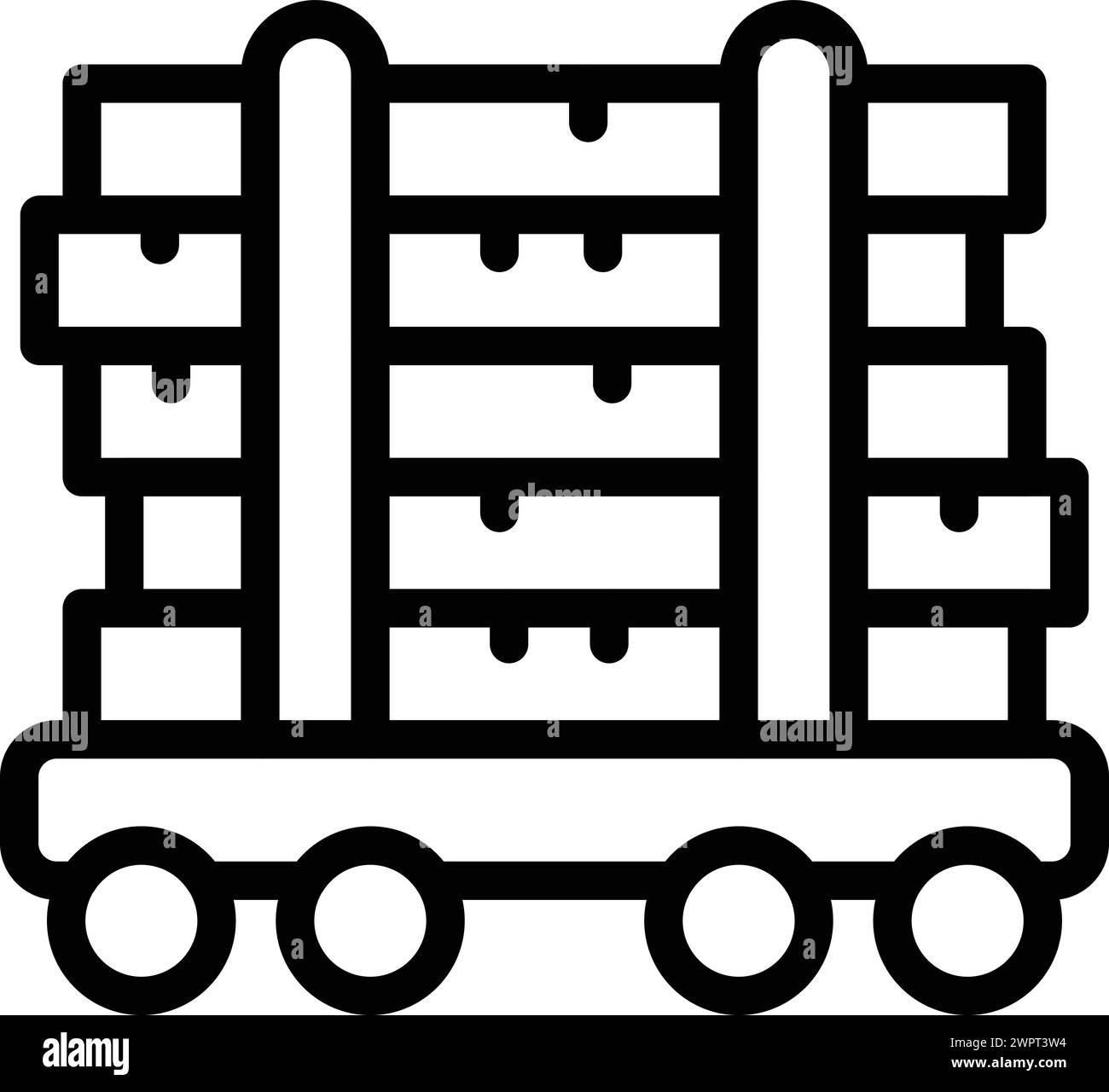 Rails system freight transport icon outline vector. Railcar shipment ...