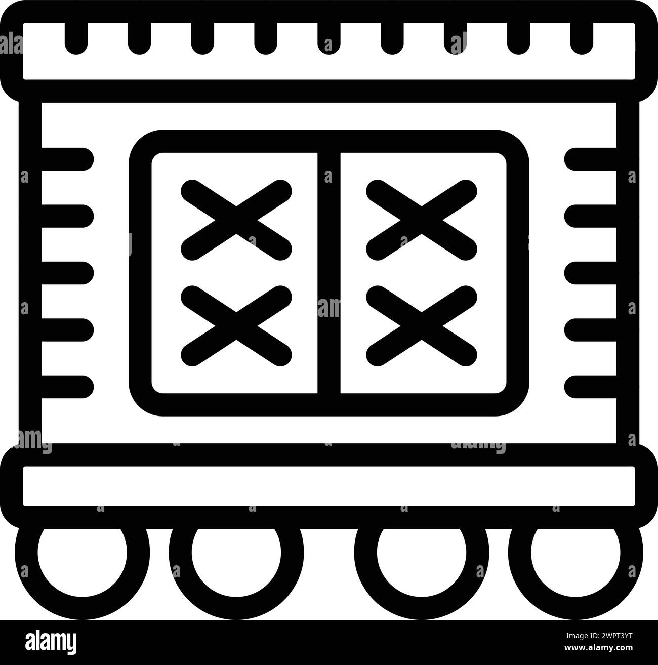 Freight Traffic Container Icon Outline Vector Carriage Locomotive Distribution Delivery Goods