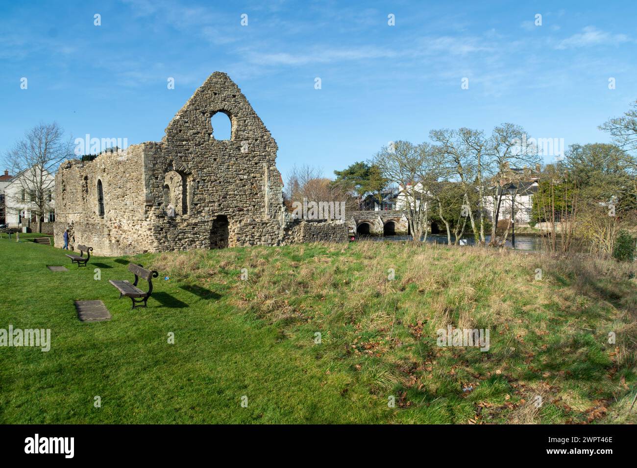 Christchurch, UK - February 19th 2023: The remains of the Norman House ...