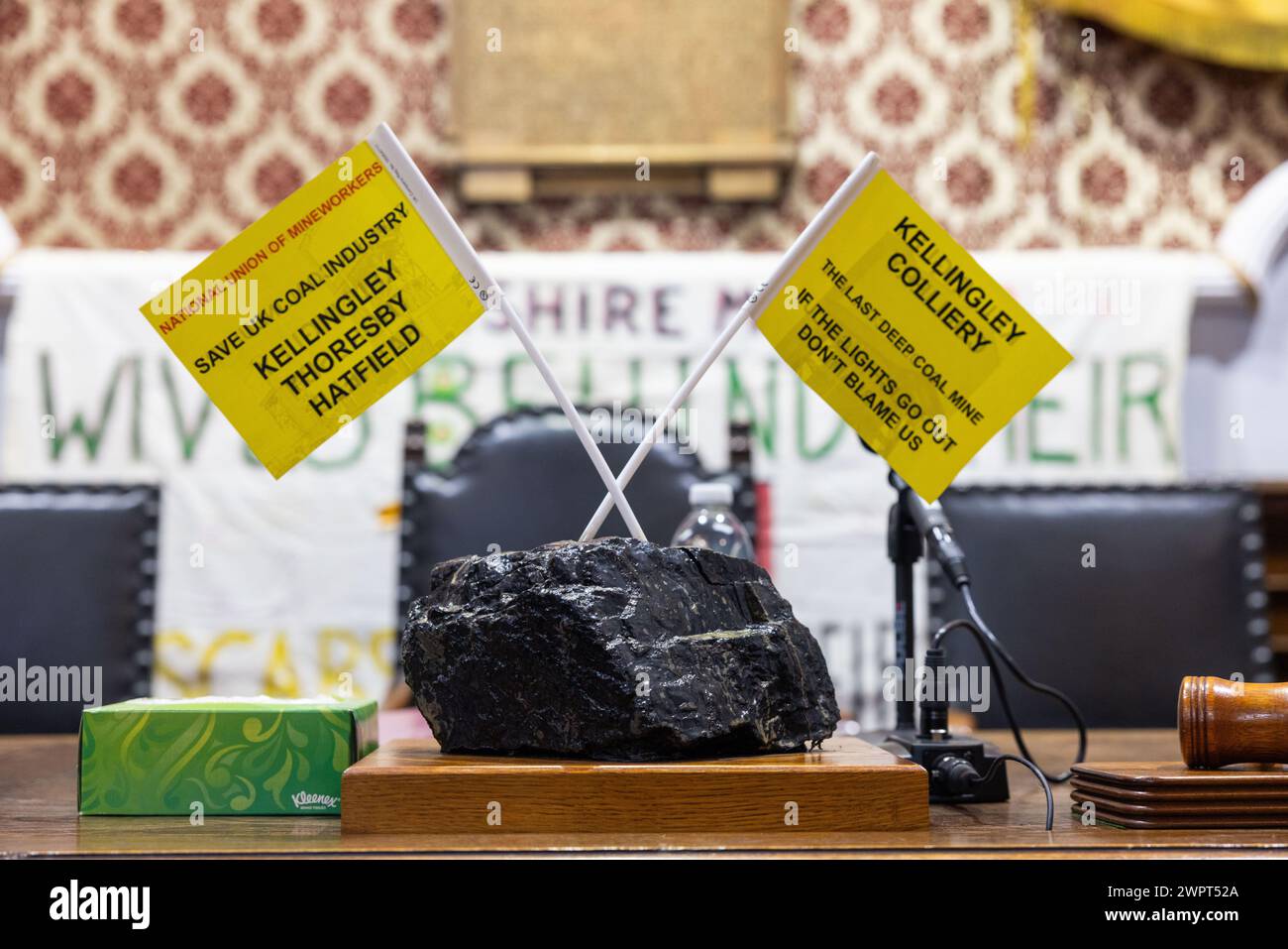Barnsley, UK. 09 MAR, 2024. Lump of coal on the desk of the National ...