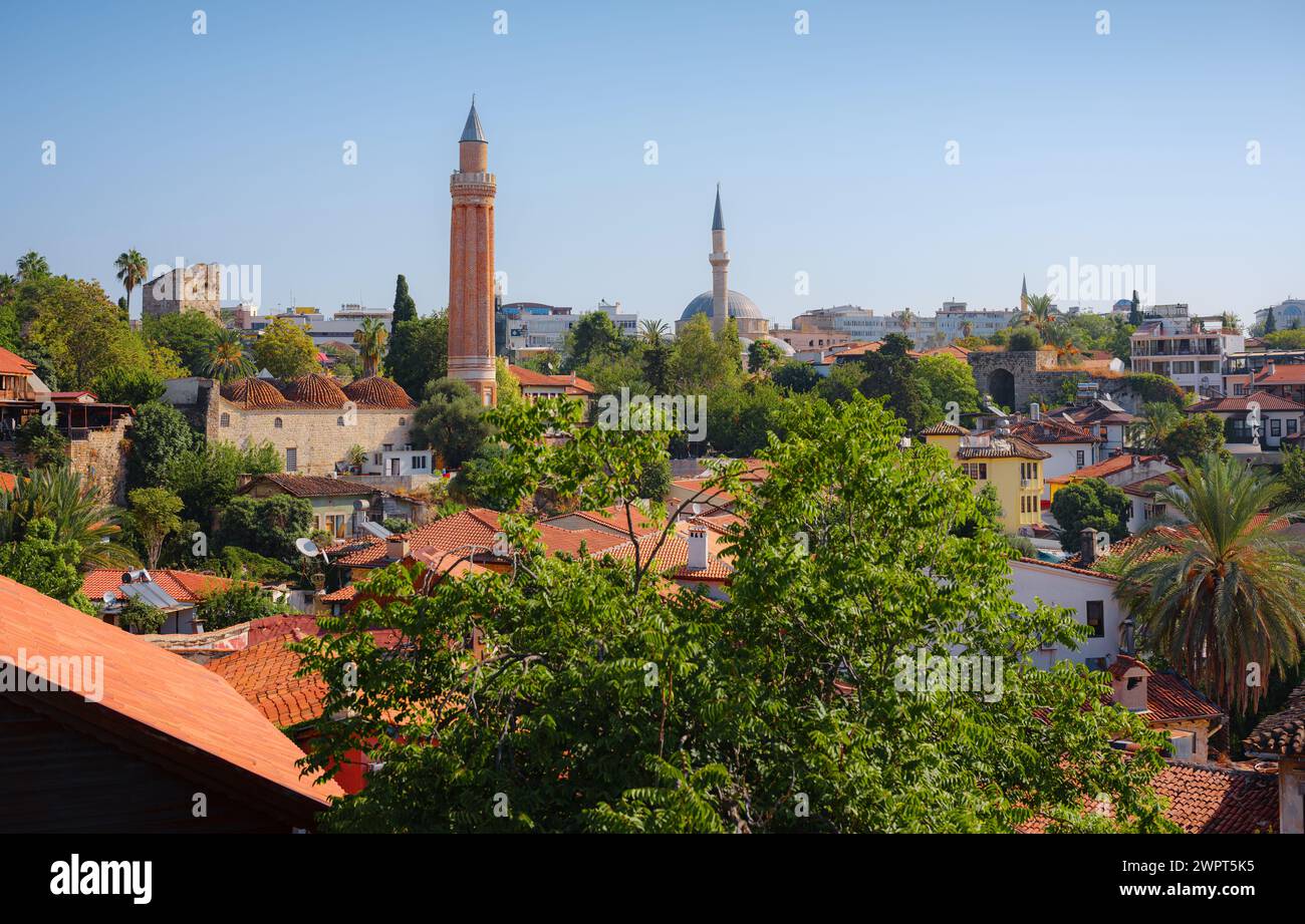 summer travel to Antalya, Turkey. old town Kalechi , Panoramic view of ...
