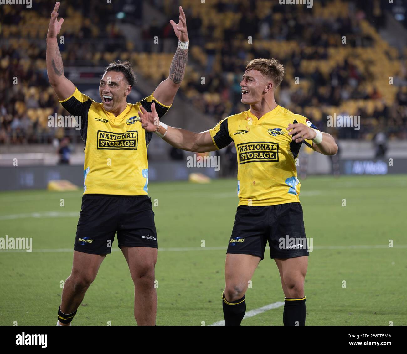 Sky Stadium, Wellington, New Zealand. 9th Mar, 2024. Wellington backs ...