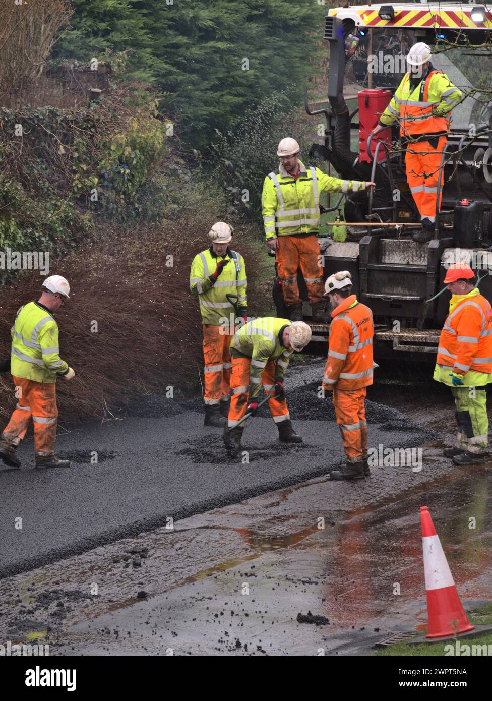 Road resurfacing work, UK Stock Photo - Alamy