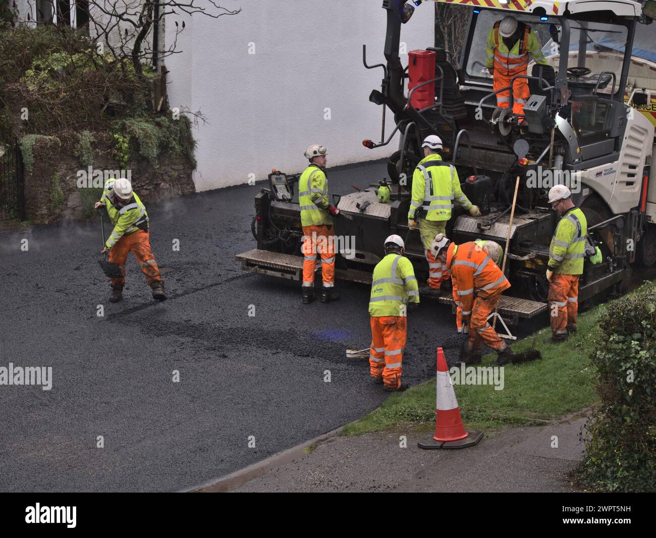 Road resurfacing work, UK Stock Photo - Alamy