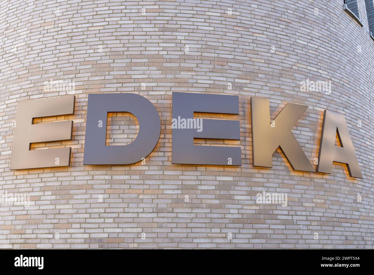 Augsburg, Bavaria, Germany - March 8, 2024: EDEKA lettering on the ...
