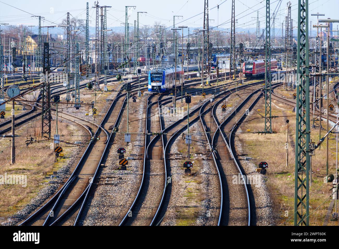 Augsburg, Bavaria, Germany - March 8, 2024: Railroad tracks in front of ...