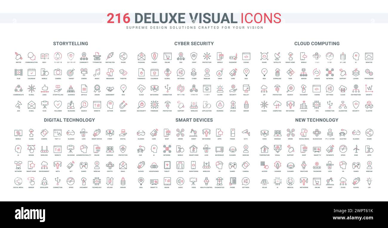 Cloud computing, technology of future line icons set. Video, music and ...