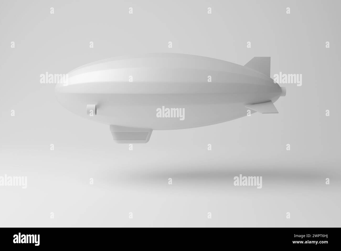White airship floating in mid air in white background. Illustration of ...