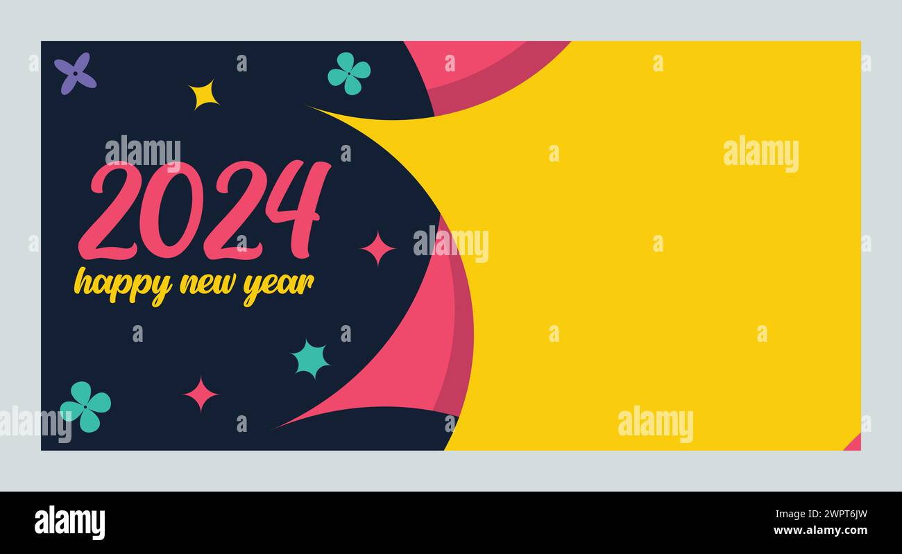 Happy New Year 2024 with colorful Minimalistic trendy design. New Year ...