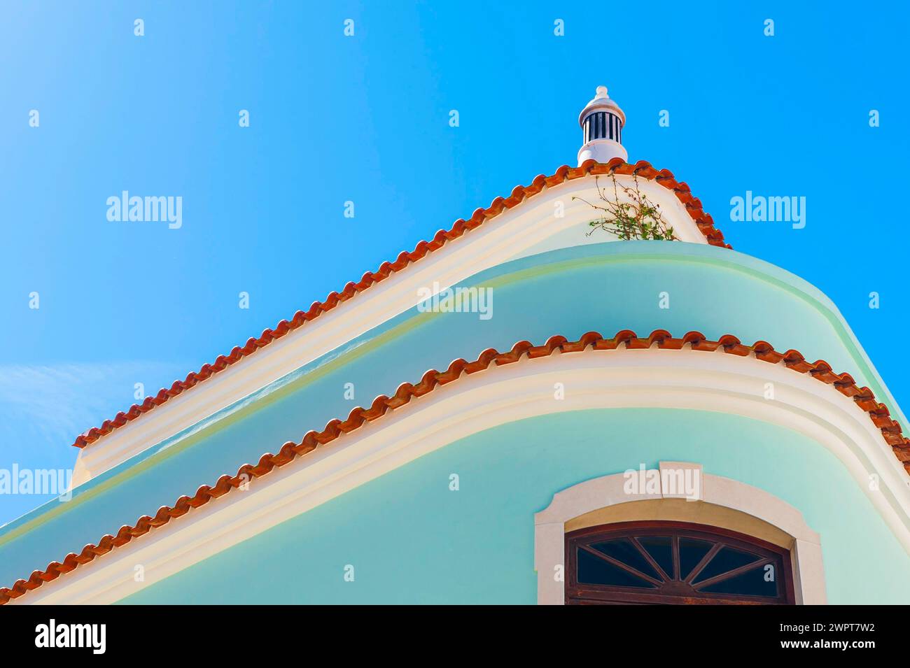 House with pastel-coloured roof gable, old building, architecture ...