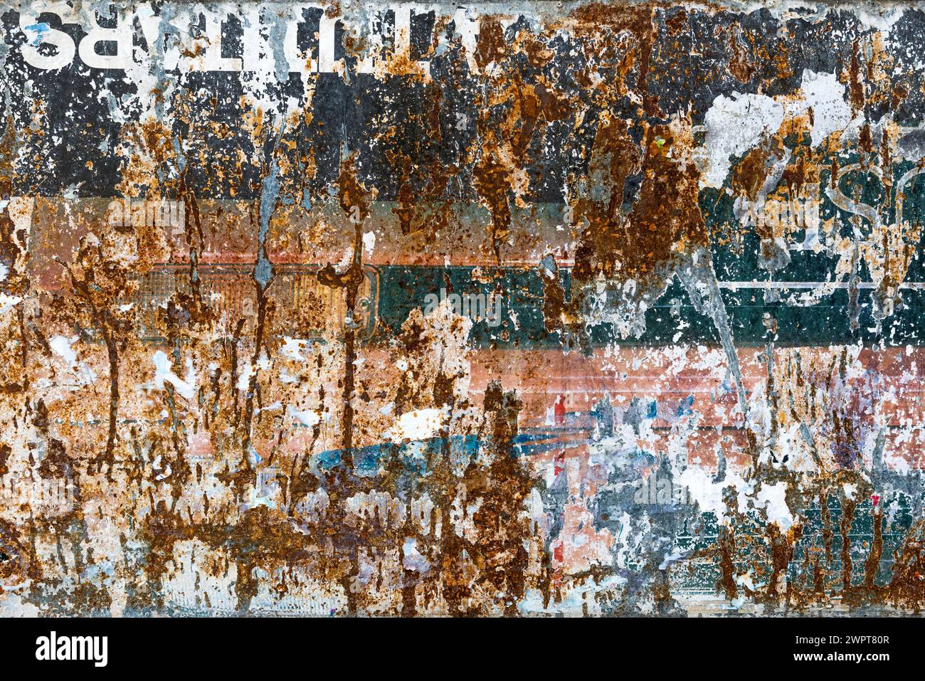 Old texture of a billboard, paper, colourful, torn, torn, texture ...