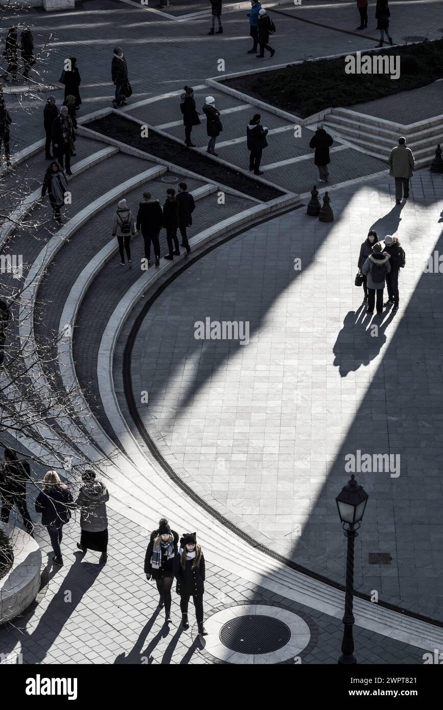 Sunlight floods the inner courtyard of the Fisherman's Bastion, travel ...