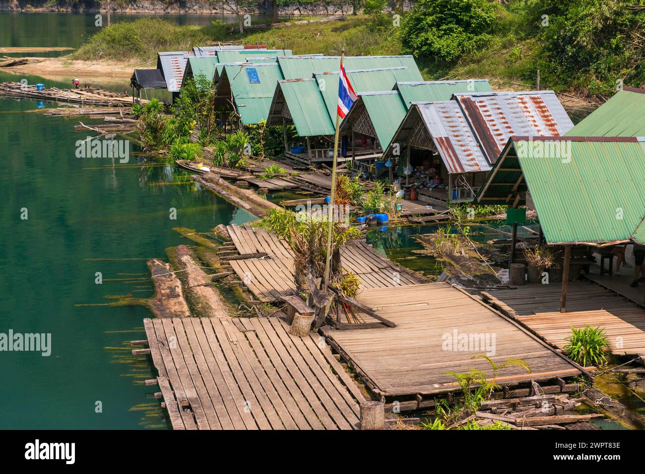 Floating huts of the inhabitants in Khao Sok National Park, forest ...