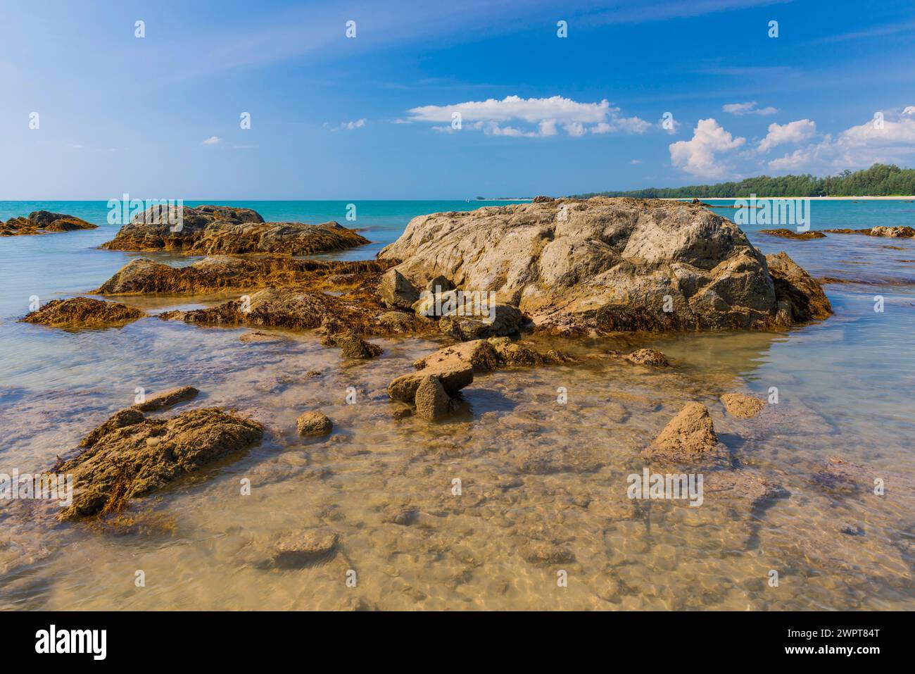 Rocky beach landscape at Silent beach in Khao lak, beach, stone beach ...