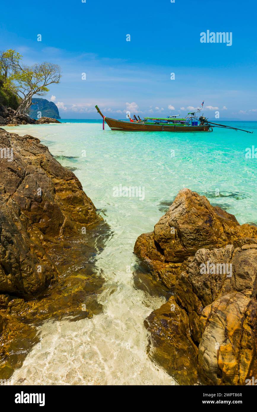 Bamboo Island, boat, wooden boat, longtail boat, bay, sea bay, sea ...