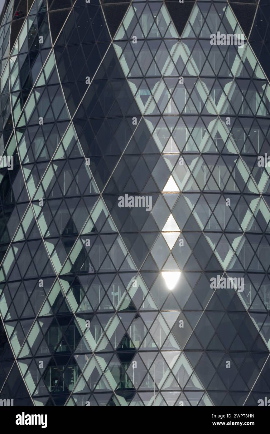 The Gherkin skyscraper building close up of window details, City of ...