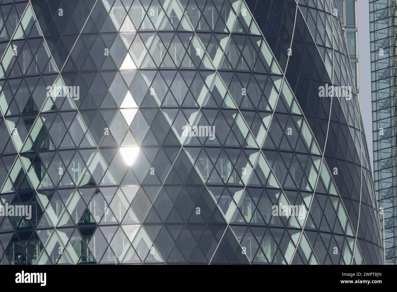 The Gherkin skyscraper building close up of window details, City of ...