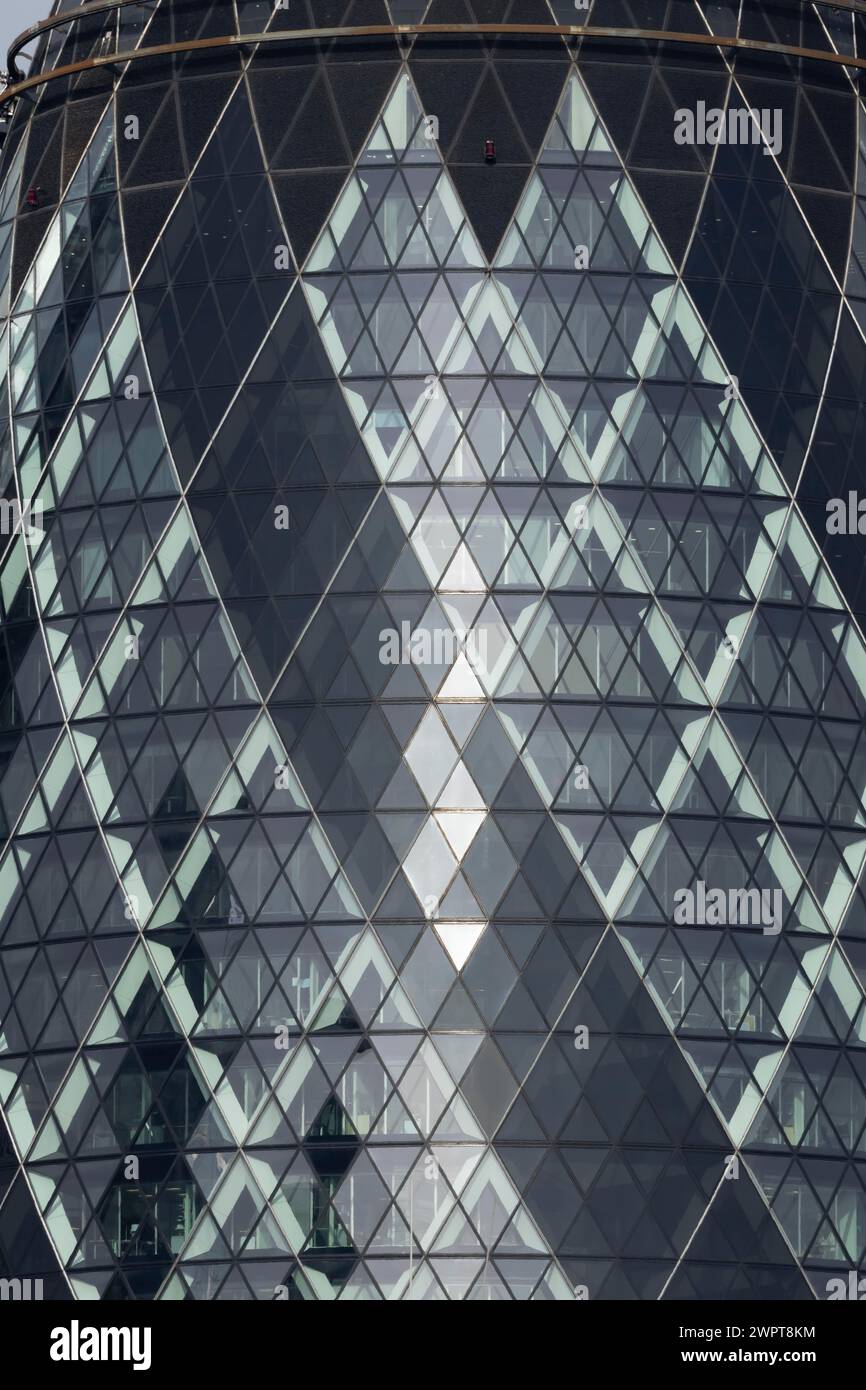 The Gherkin skyscraper building close up of window details, City of ...