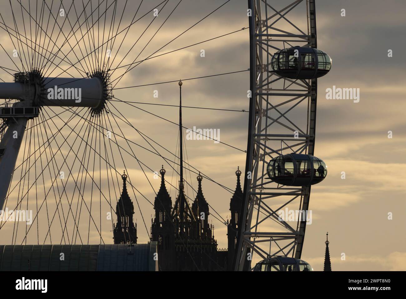 London Eye or Millennium Wheel tourist observation wheel close up of ...