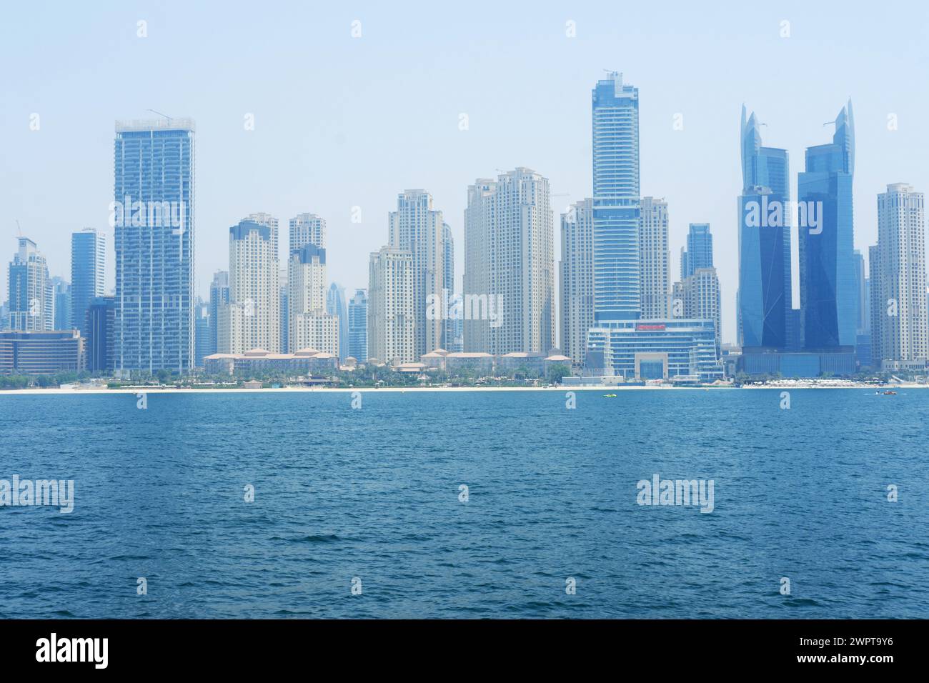 Dubai Coastline with Dense High-rise Buildings. Dubai, UAE - August 15 ...