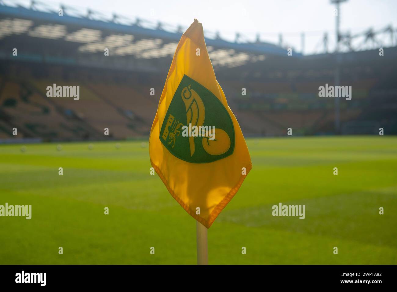 A general view of Norwich City FC flag is before the Sky Bet ...