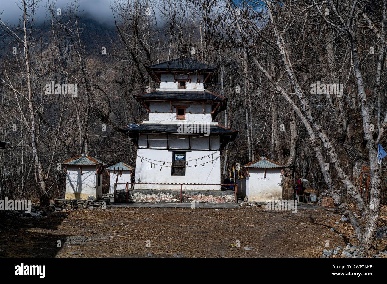 Vishnu temple, Mutinath valley, Kingdom of Mustang, Nepal Stock Photo ...