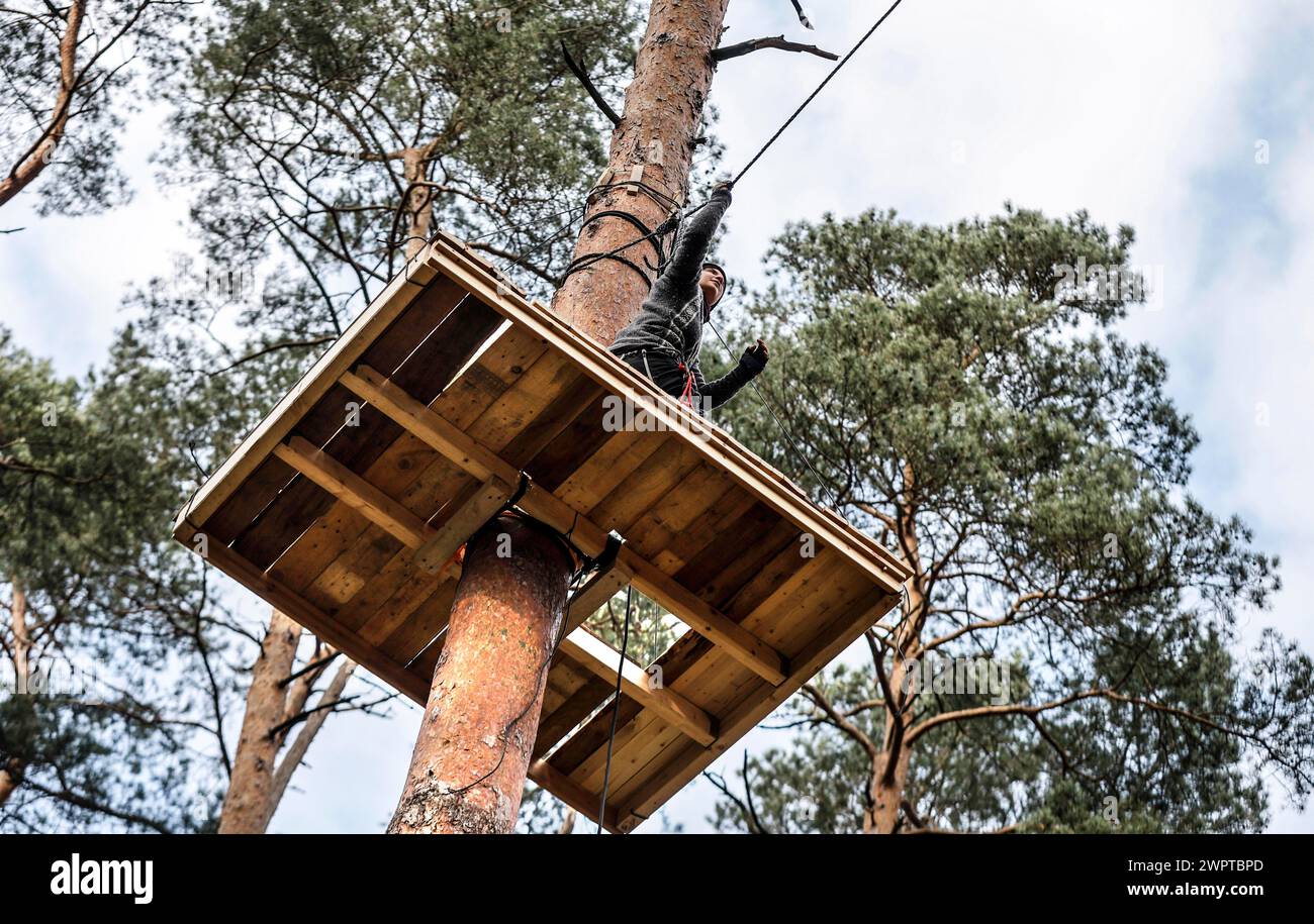 Climate activists build more tree houses in Gruenheide forest. The ...