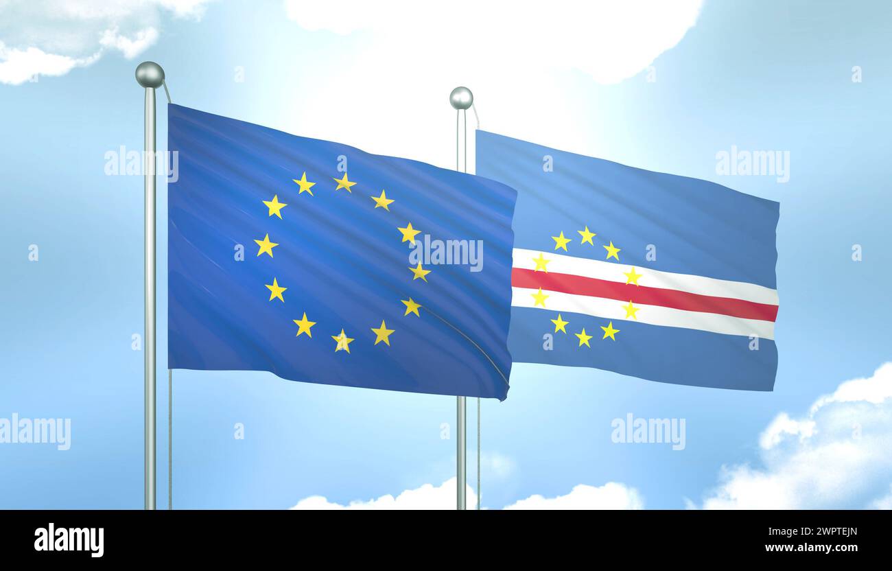 Blue sky background with cabo verde flag hi-res stock photography and ...