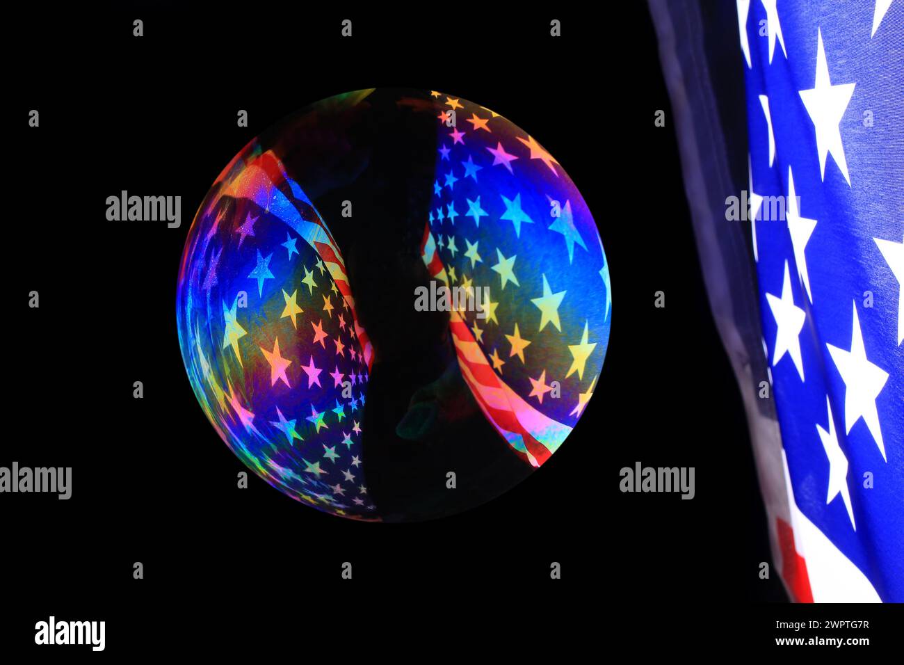 Soap Bubbles with reflection of the American flag Stock Photo - Alamy