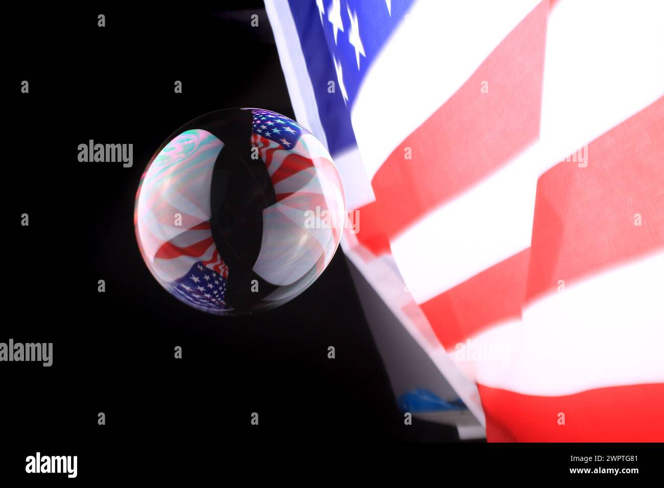 Soap Bubbles with reflection of the American flag Stock Photo - Alamy