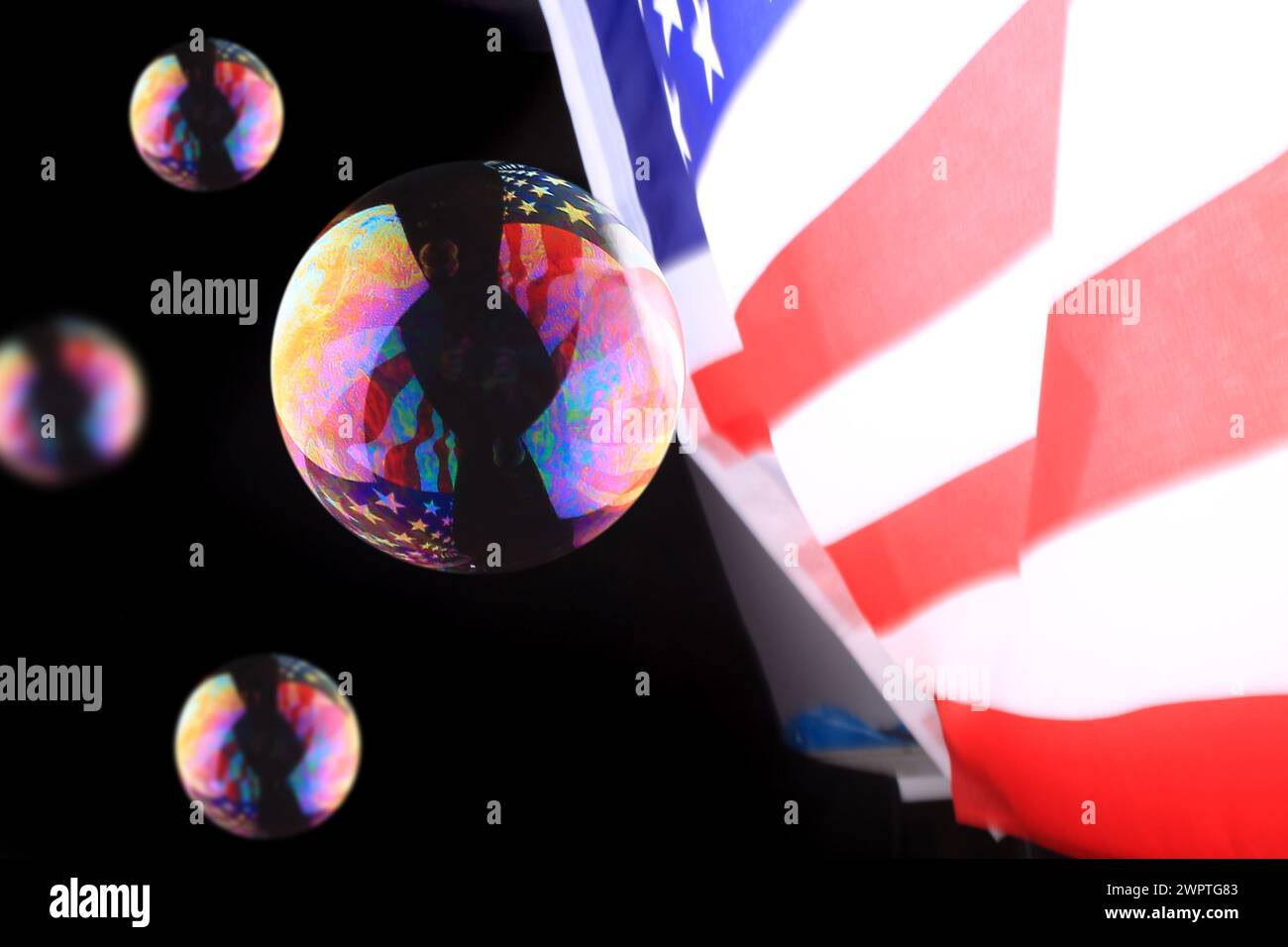 Soap Bubbles with reflection of the American flag Stock Photo - Alamy