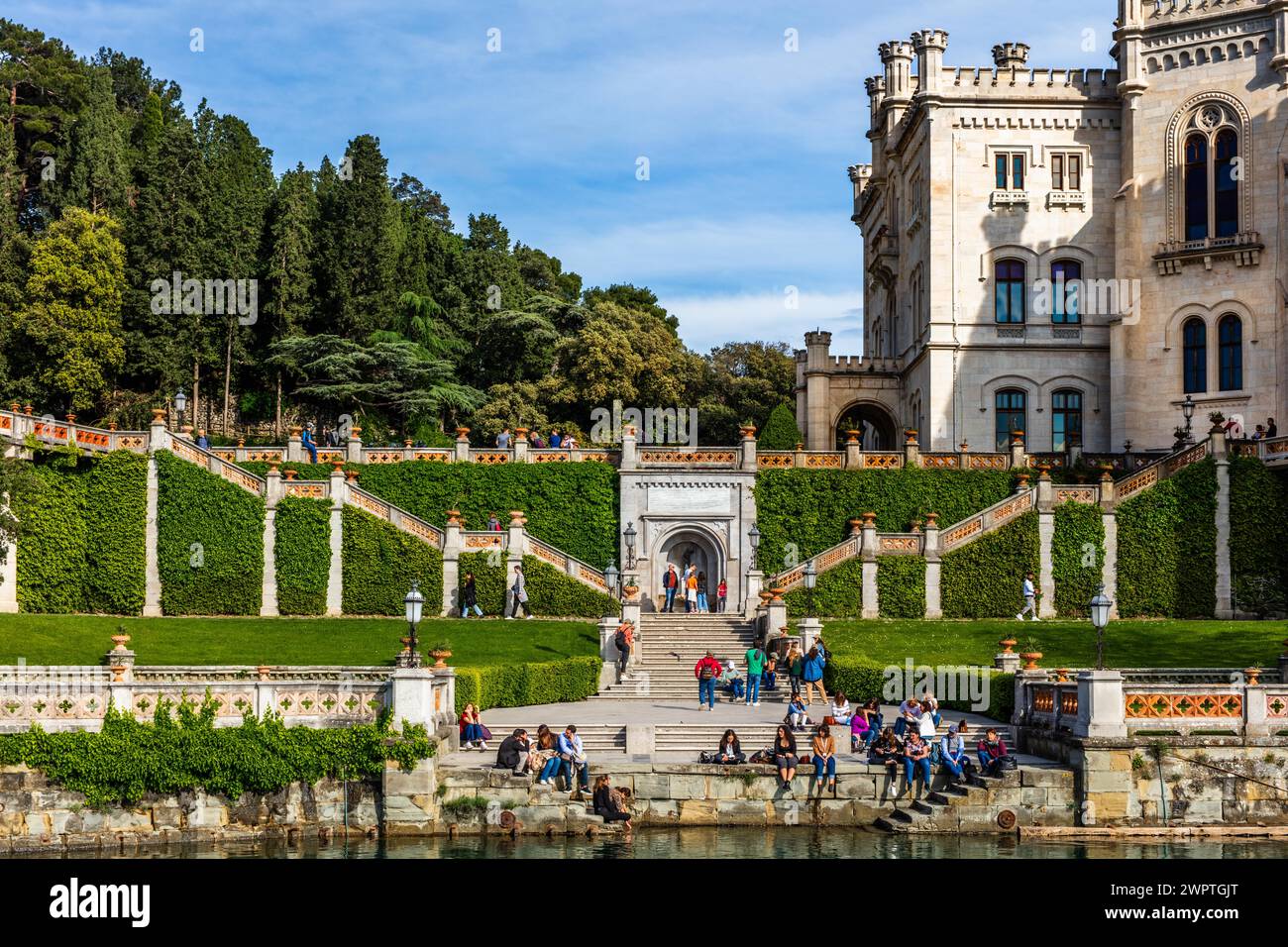 Miramare Castle in white limestone with a marvellous view of the Gulf ...
