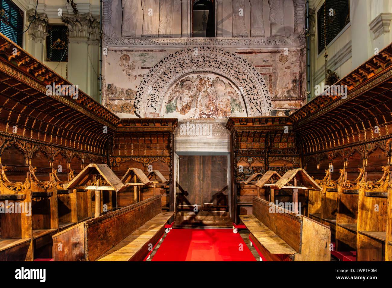 Wooden choir of the Tempietto Lombardo with medieval, Byzantine ...